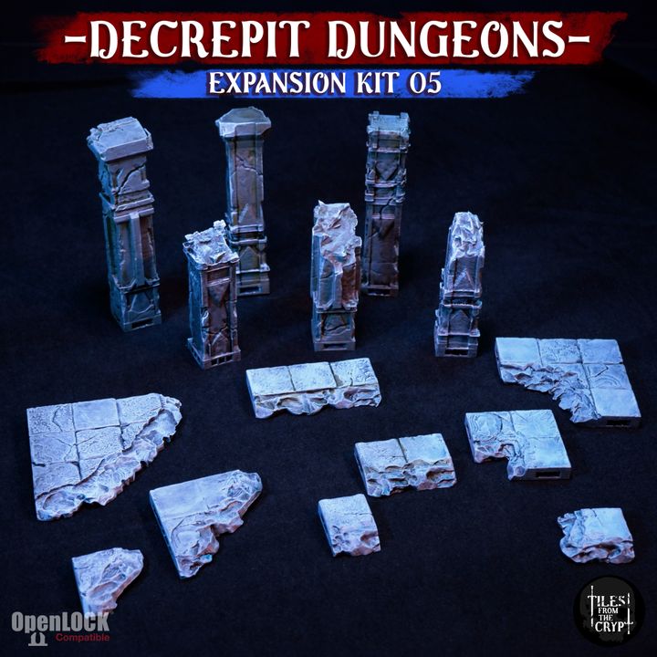 3D Printable DECREPIT DUNGEONS: Expansion 05 - Tiles from the Crypt by Tiles from the Crypt